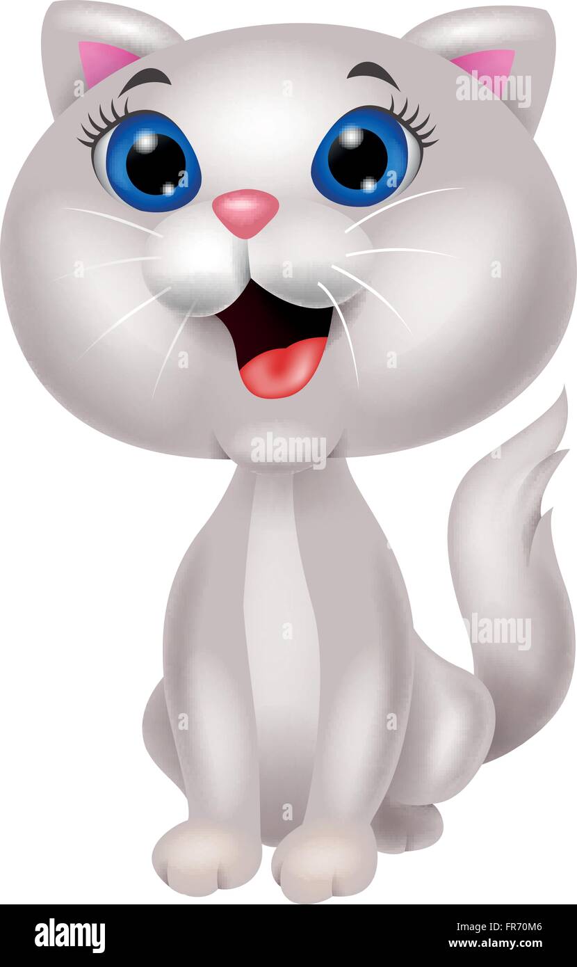 Cute white cat cartoon Stock Vector Image & Art - Alamy
