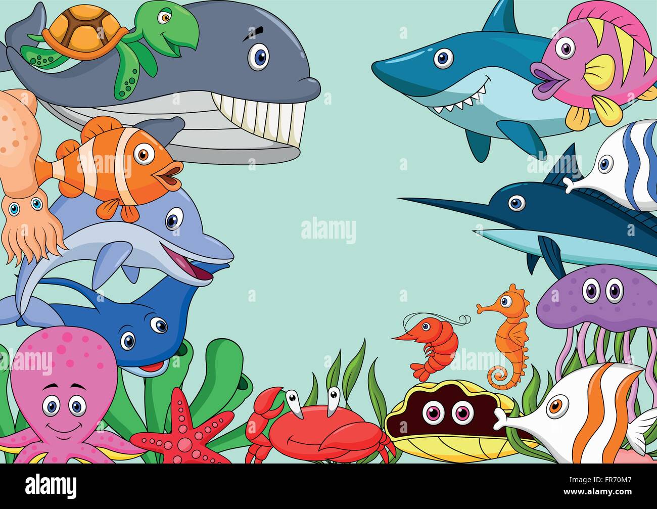 Sea life cartoon background Stock Vector Image & Art - Alamy