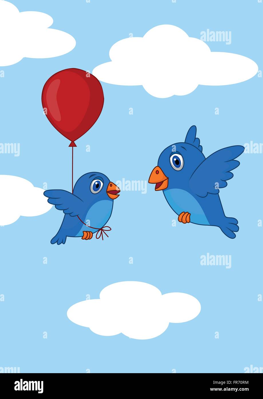 Baby bird learn how to fly using balloon Stock Vector Image & Art - Alamy