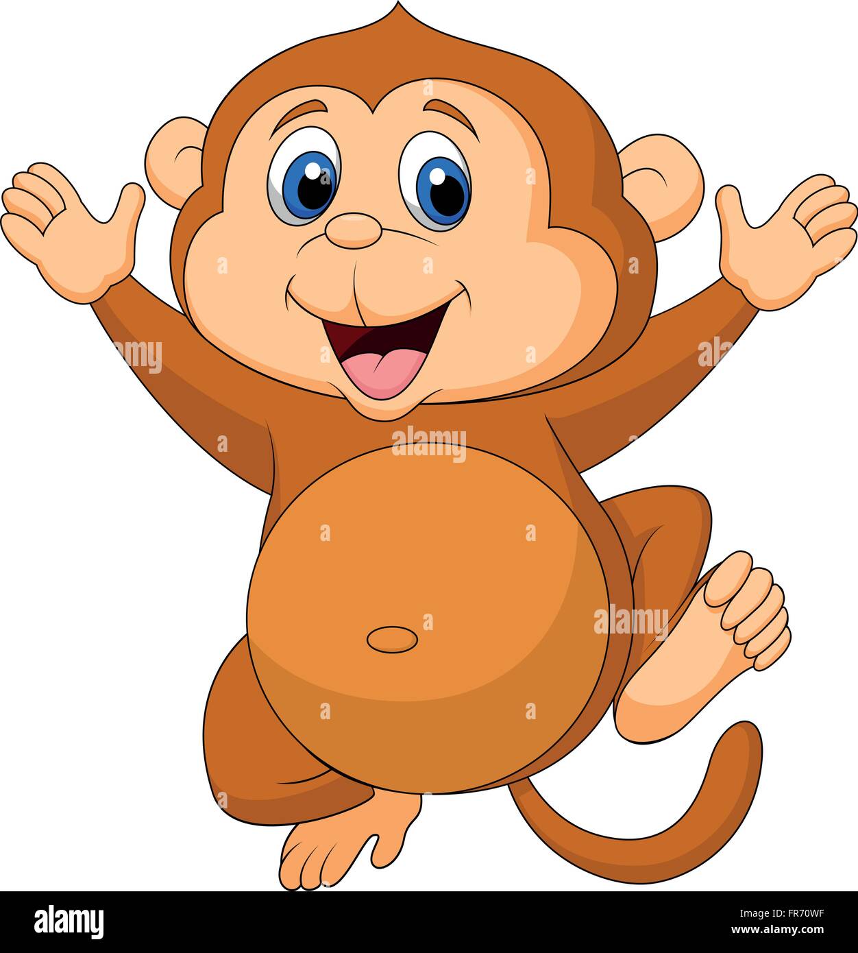 Cute monkey cartoon waving Stock Vector Image & Art - Alamy