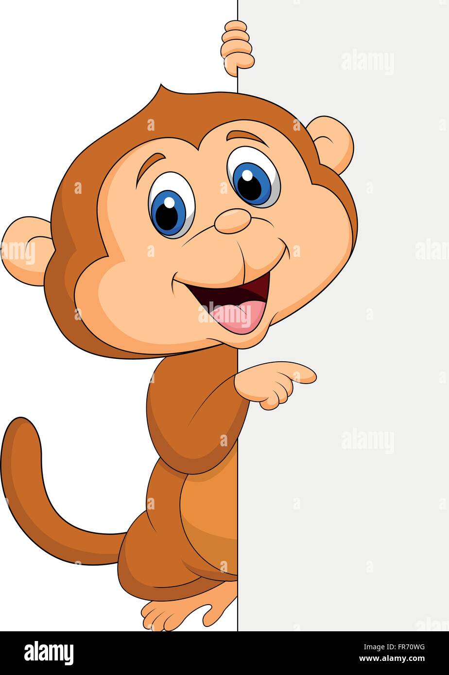 Cute monkey with blank sign Stock Vector Image & Art - Alamy