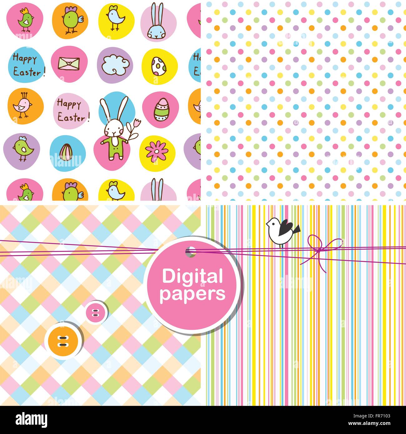 Colorful cute seamless patterns Stock Vector Image & Art - Alamy