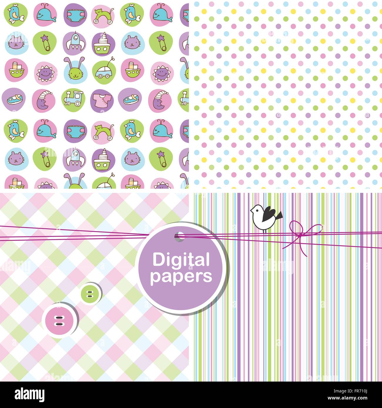 Colorful cute seamless patterns Stock Vector Image & Art - Alamy