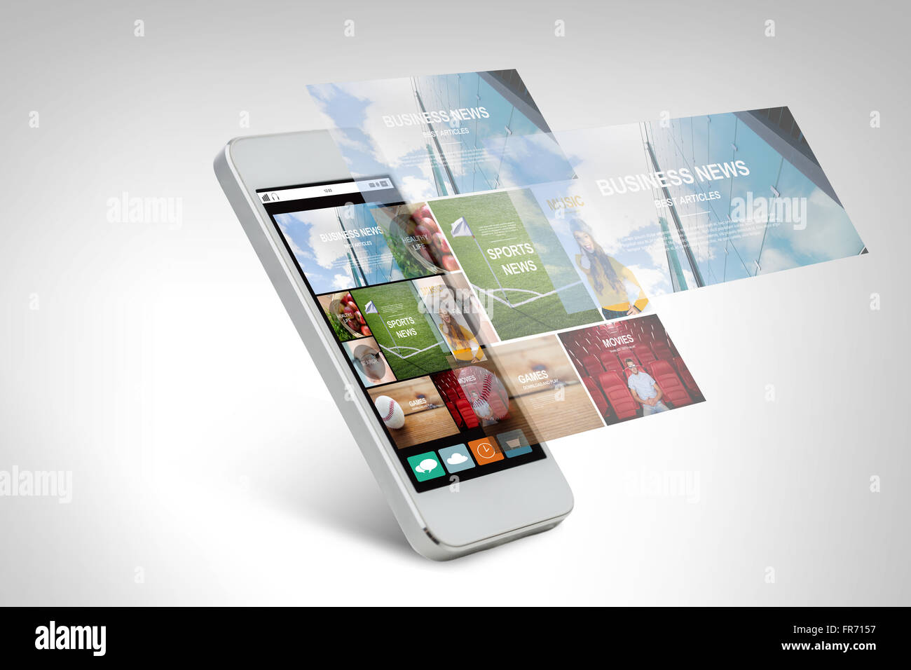 smarthphone with news web page on screen Stock Photo - Alamy