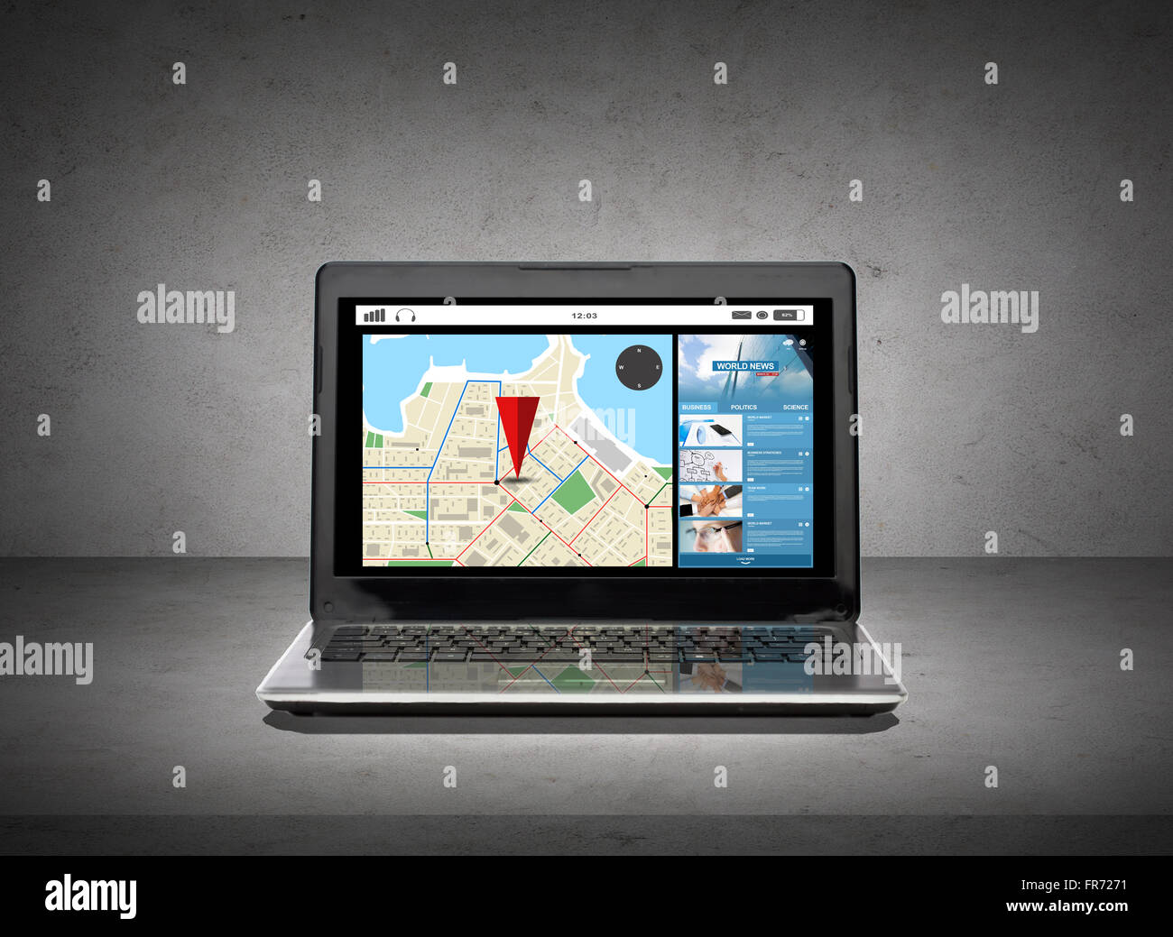 laptop computer with gps navigator map on screen Stock Photo - Alamy