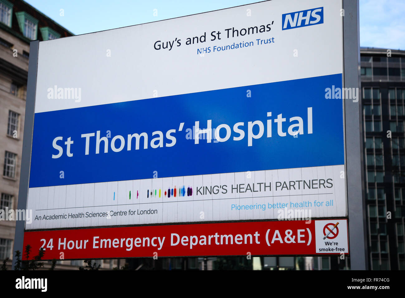 St Thomas Hospital near Waterloo Station on the South Bank of the River ...