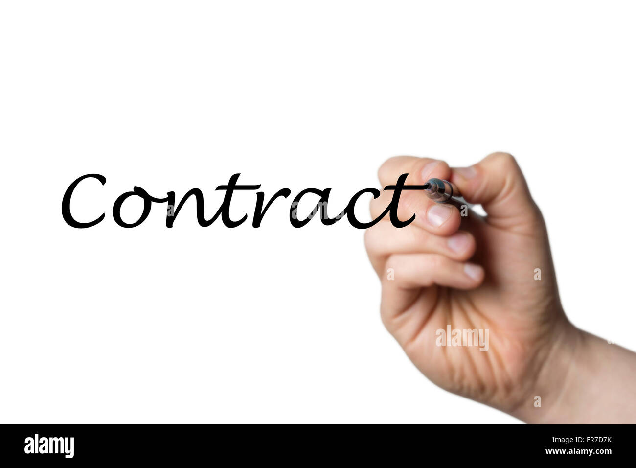 Contract written by a hand isolated on white background Stock Photo - Alamy