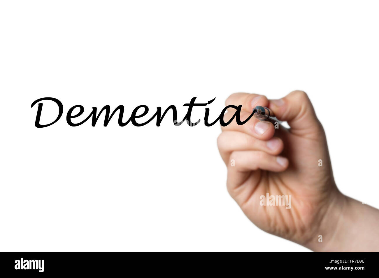 Dementia written by a hand isolated on white background Stock Photo - Alamy