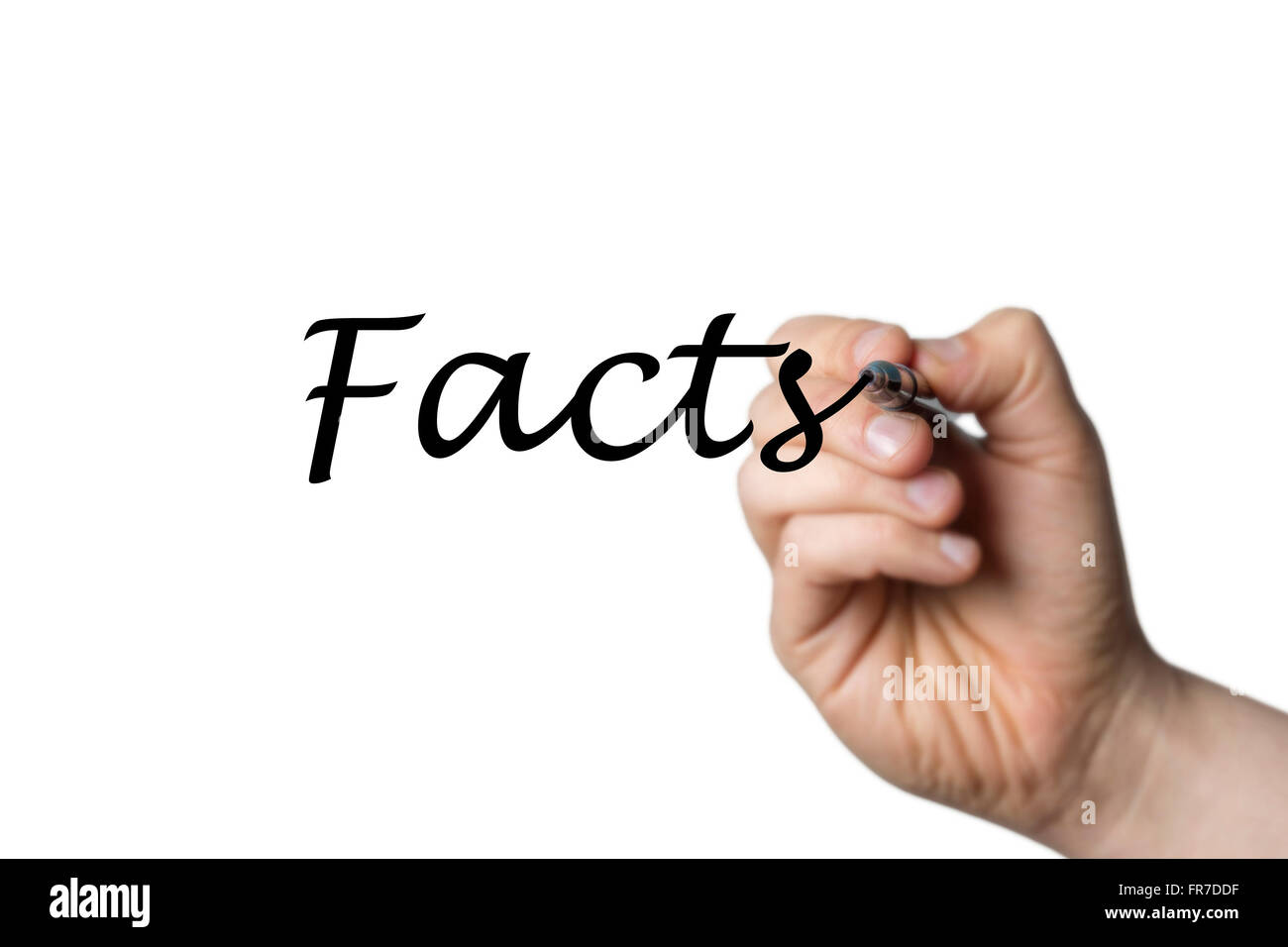 Facts written by a hand isolated on white background Stock Photo - Alamy