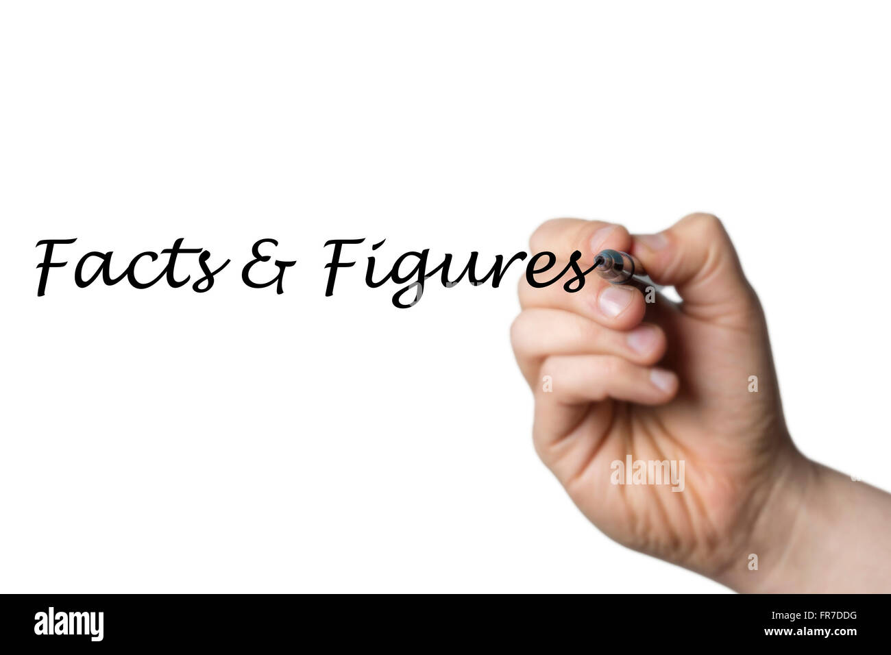 Facts & Figures written by a hand isolated on white background Stock ...