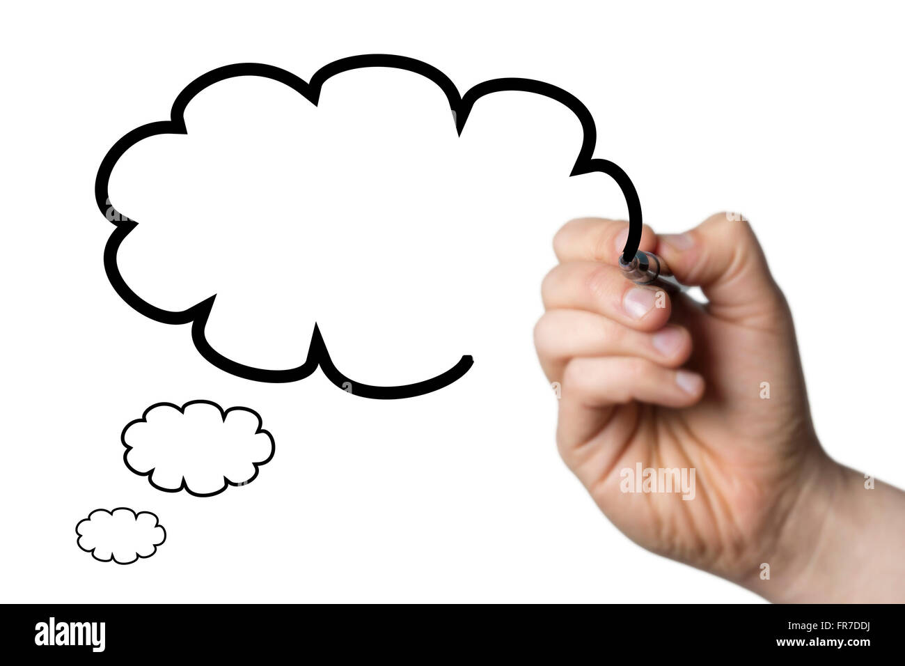 thought bubble drawn by a hand isolated on white background Stock Photo ...