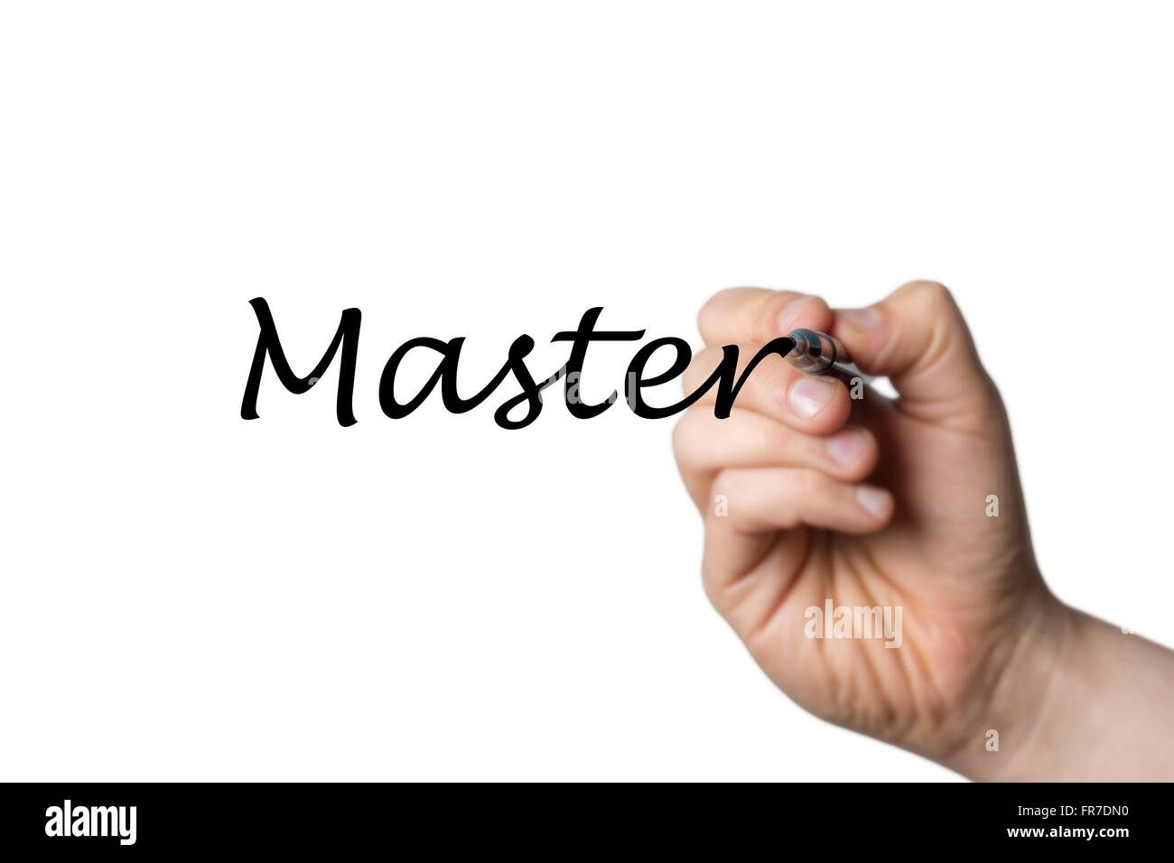 Master written by a hand isolated on white background Stock Photo - Alamy