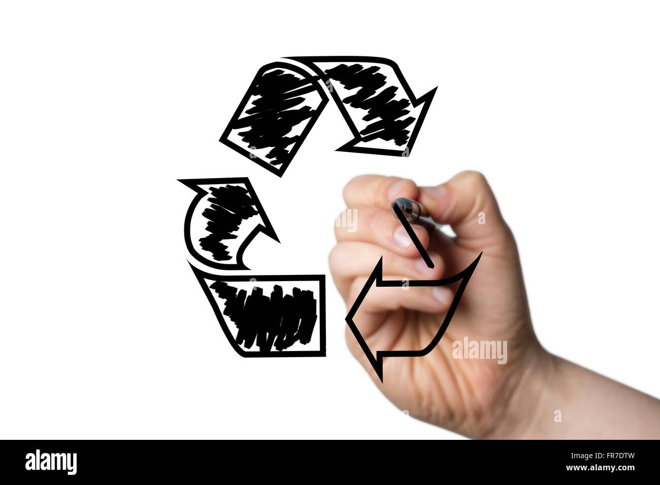 Pencil drawing recycling sign hi-res stock photography and images - Alamy