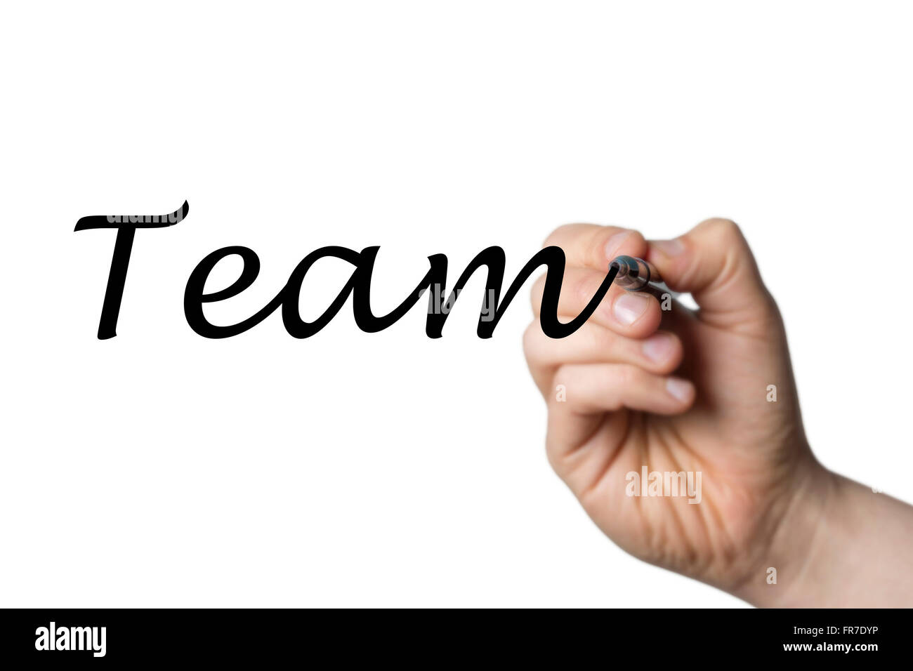 Team written by a hand isolated on white background Stock Photo - Alamy