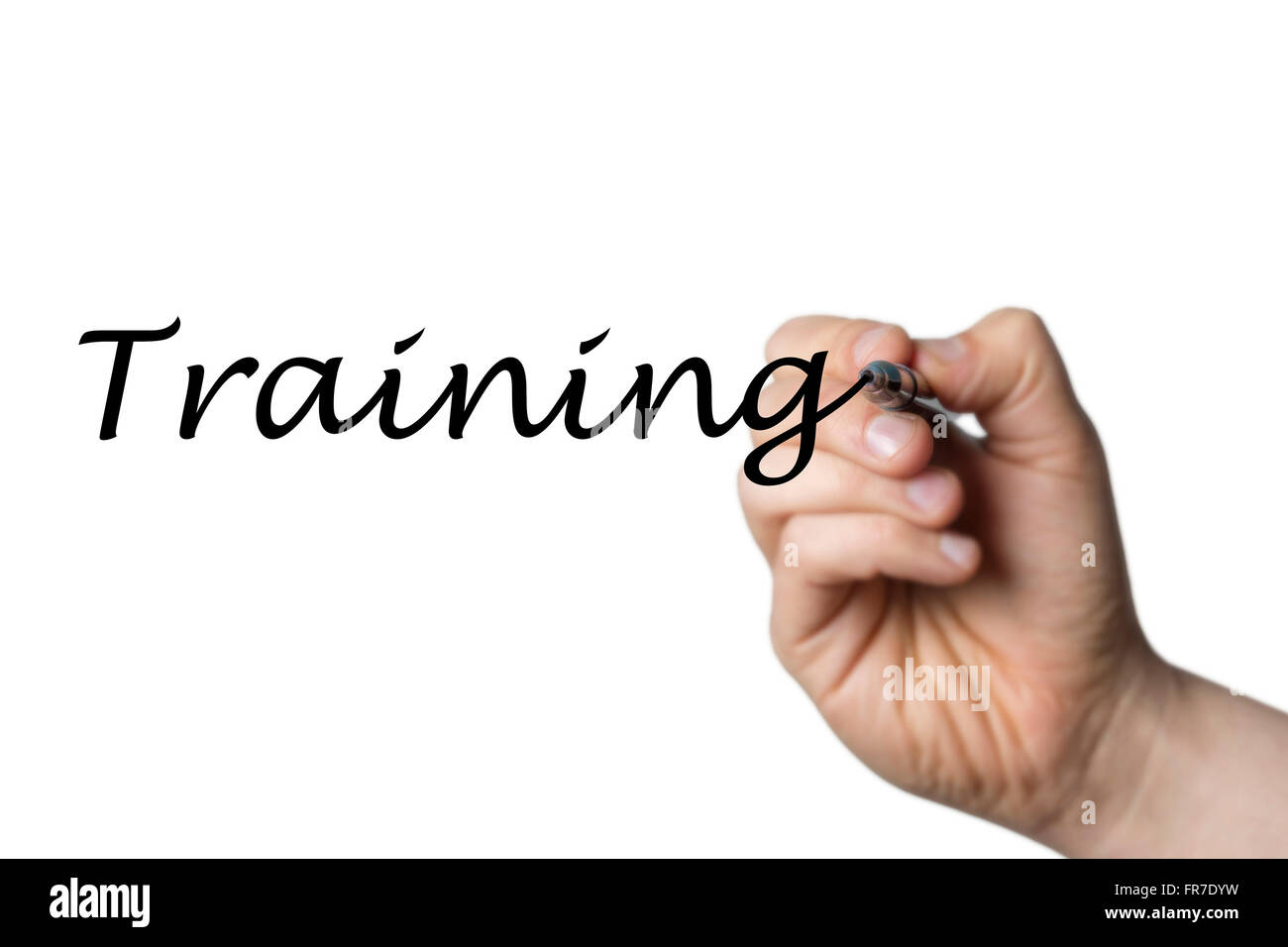 Training written by a hand isolated on white background Stock Photo - Alamy