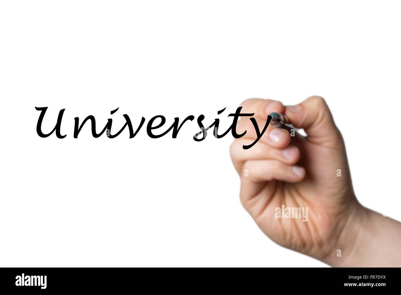 University written by a hand isolated on white background Stock Photo ...