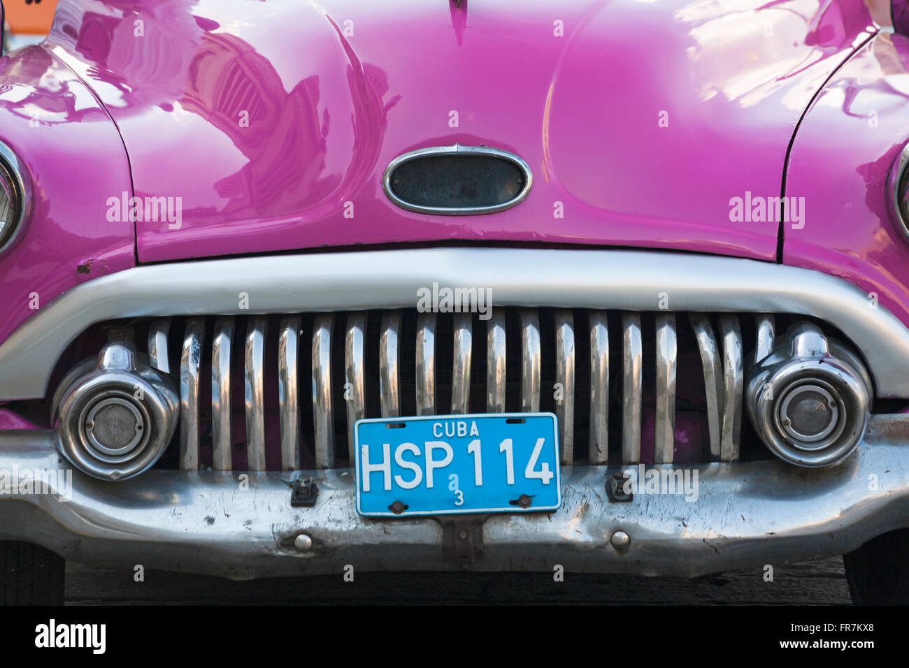 Front detail of pink Buick Eight car at Havana, Cuba Stock Photo - Alamy