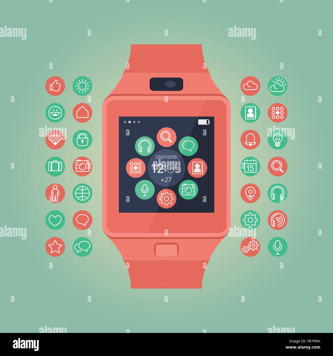 Smart watch flat vector illustration. Mobile gadget icon Stock Vector Image & Art - Alamy