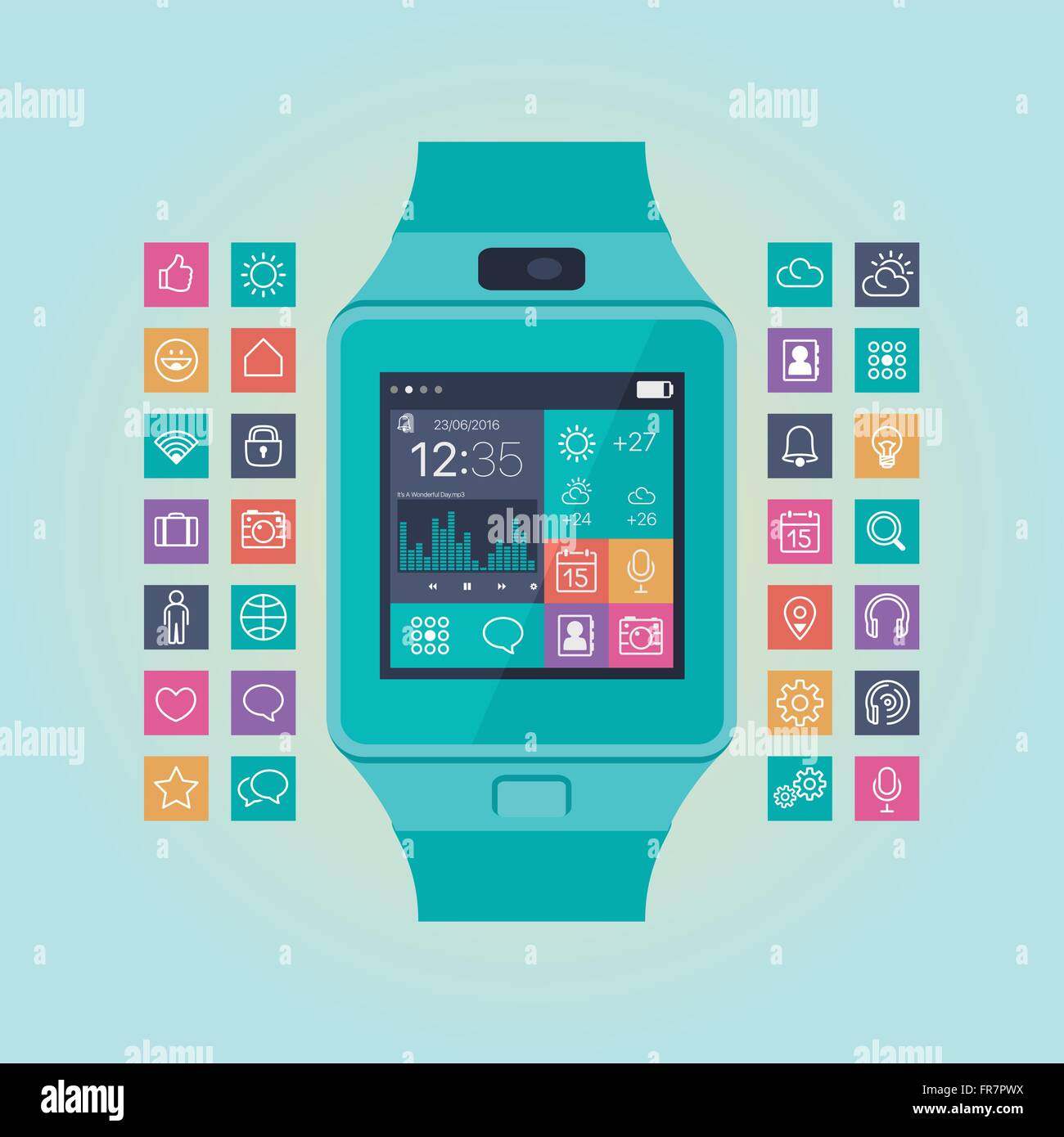 Smart watch flat vector illustration. Mobile gadget icon Stock Vector Image & Art - Alamy