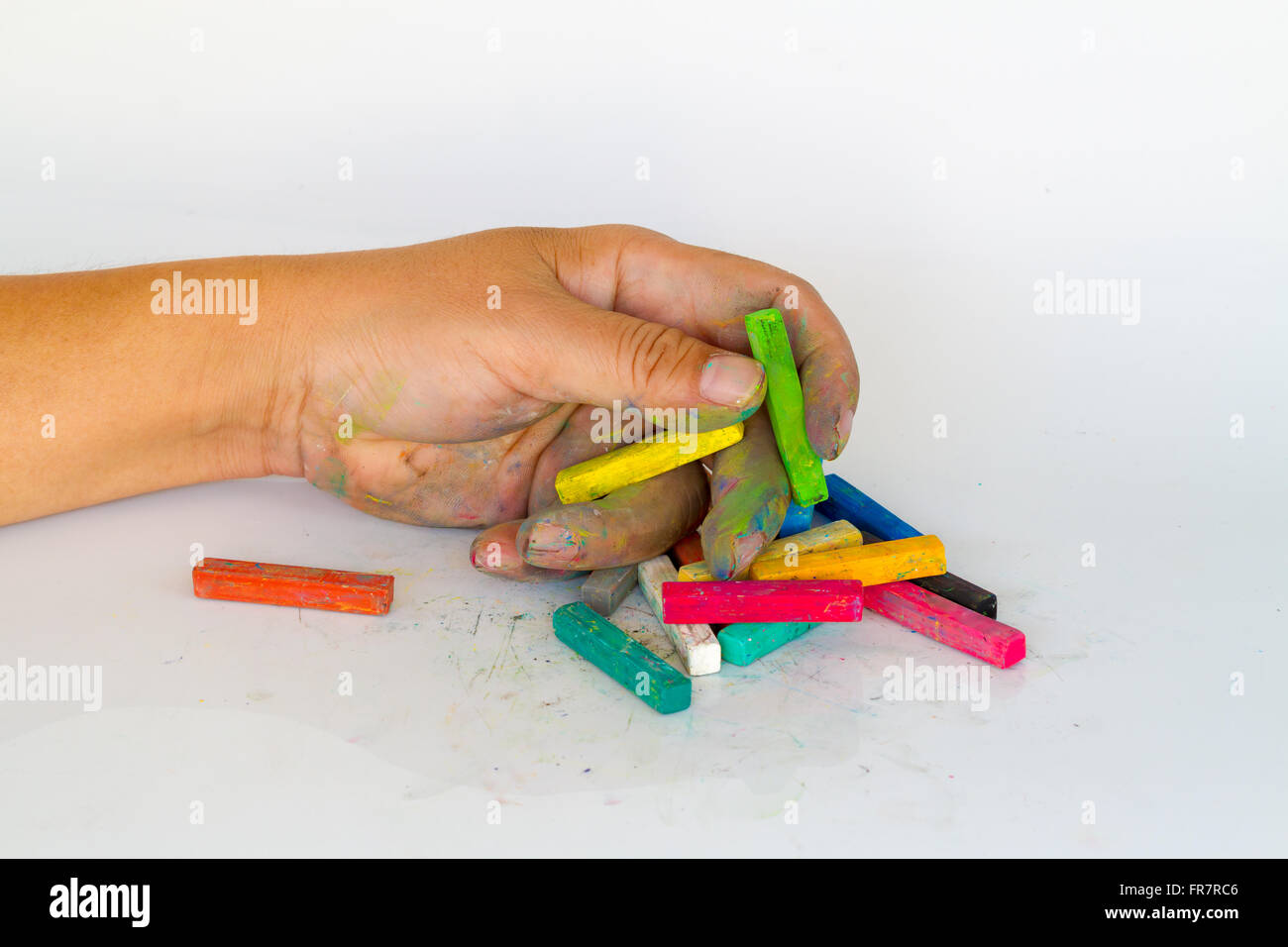 hand dirty with Chalk Pastels Set in hand for Art Drawing Scrap booking ...