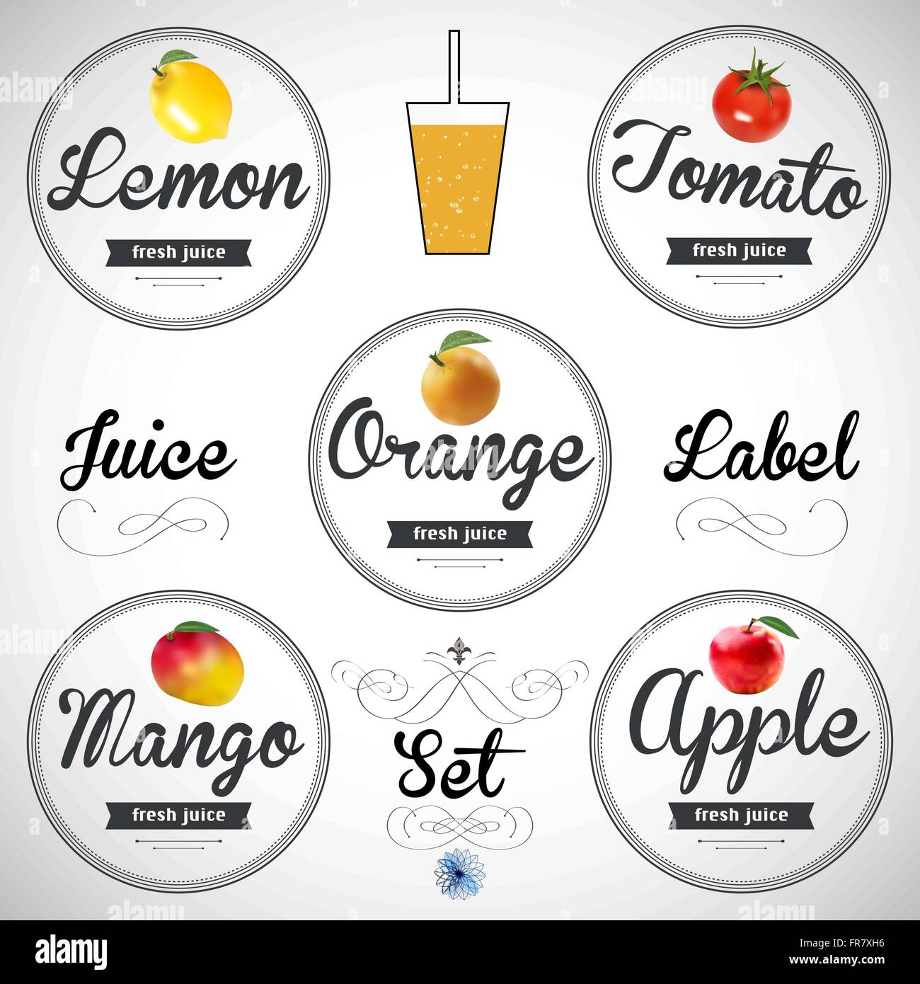 fruit juice. Detailed Vector label set Stock Vector Image & Art - Alamy