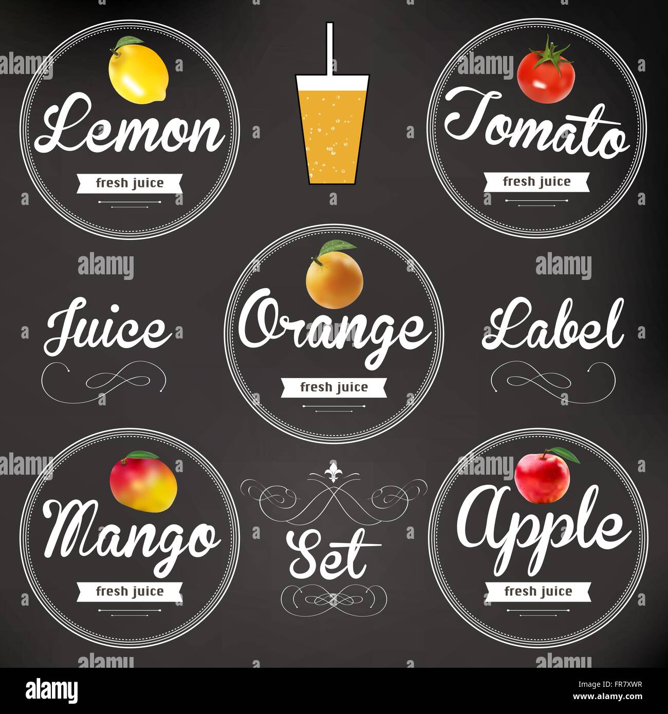 fruit juice. Detailed Vector label set Stock Vector Image & Art - Alamy