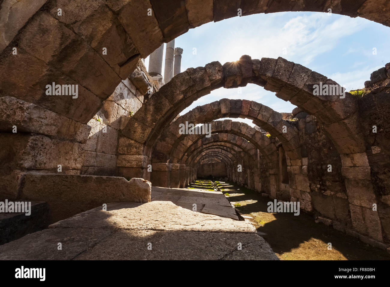 Site of ancient ruins with columns and arches; Smyrna, Turkey Stock ...