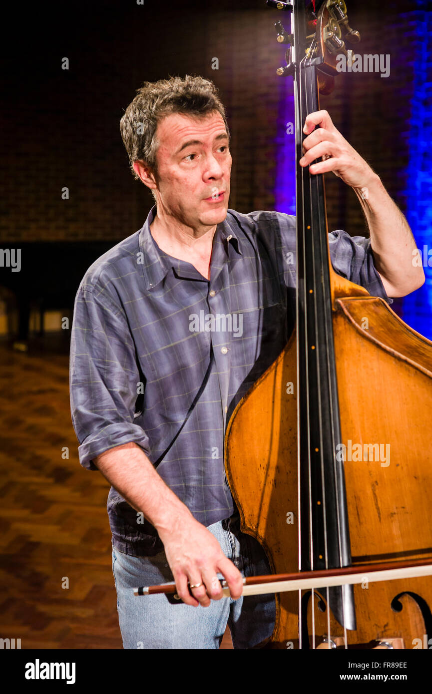 American bass player Edgar Meyer at soundchecks at the Turner Sims ...