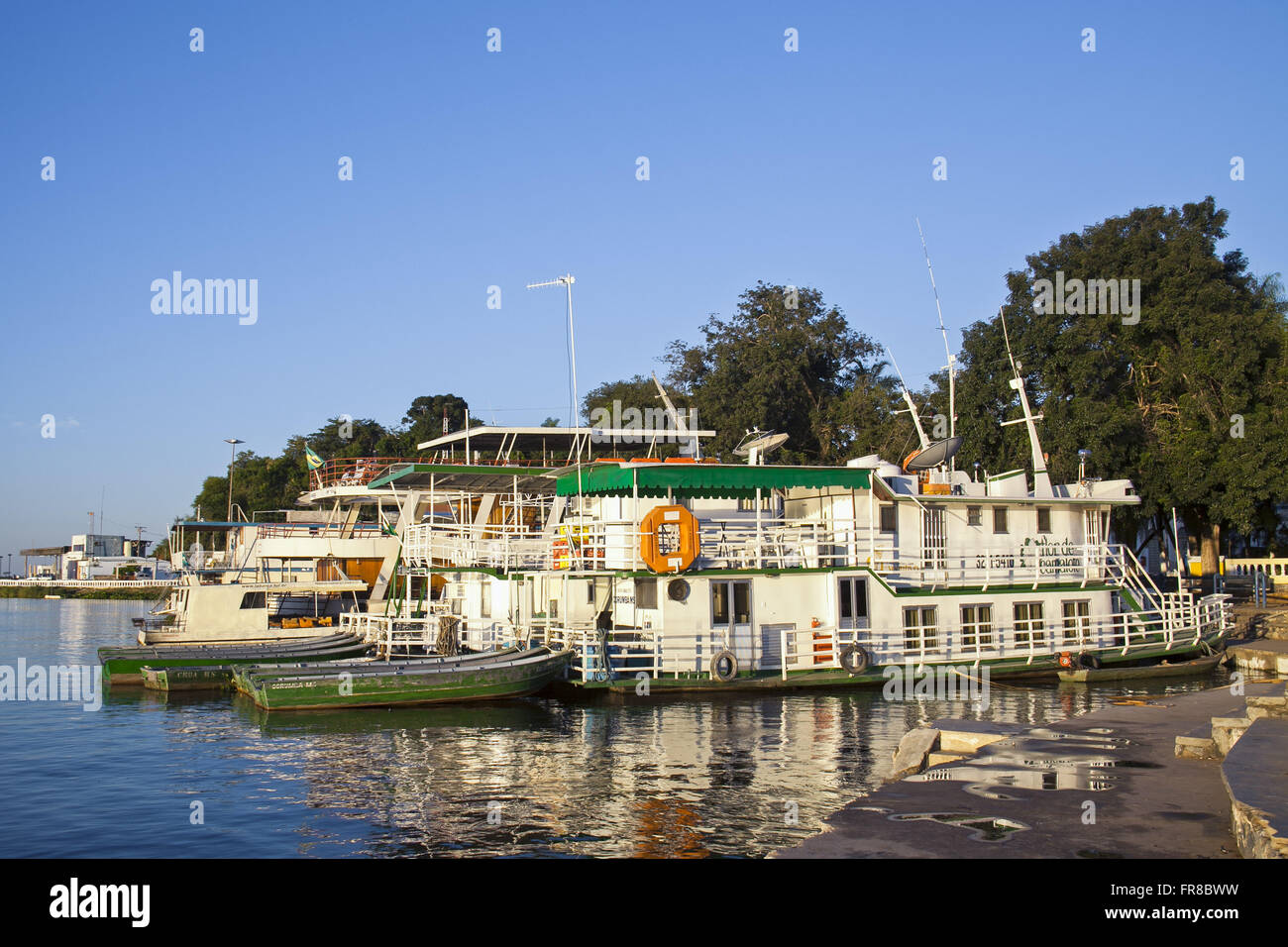 Lighters moored on the River Paraguay - Port General Stock Photo - Alamy