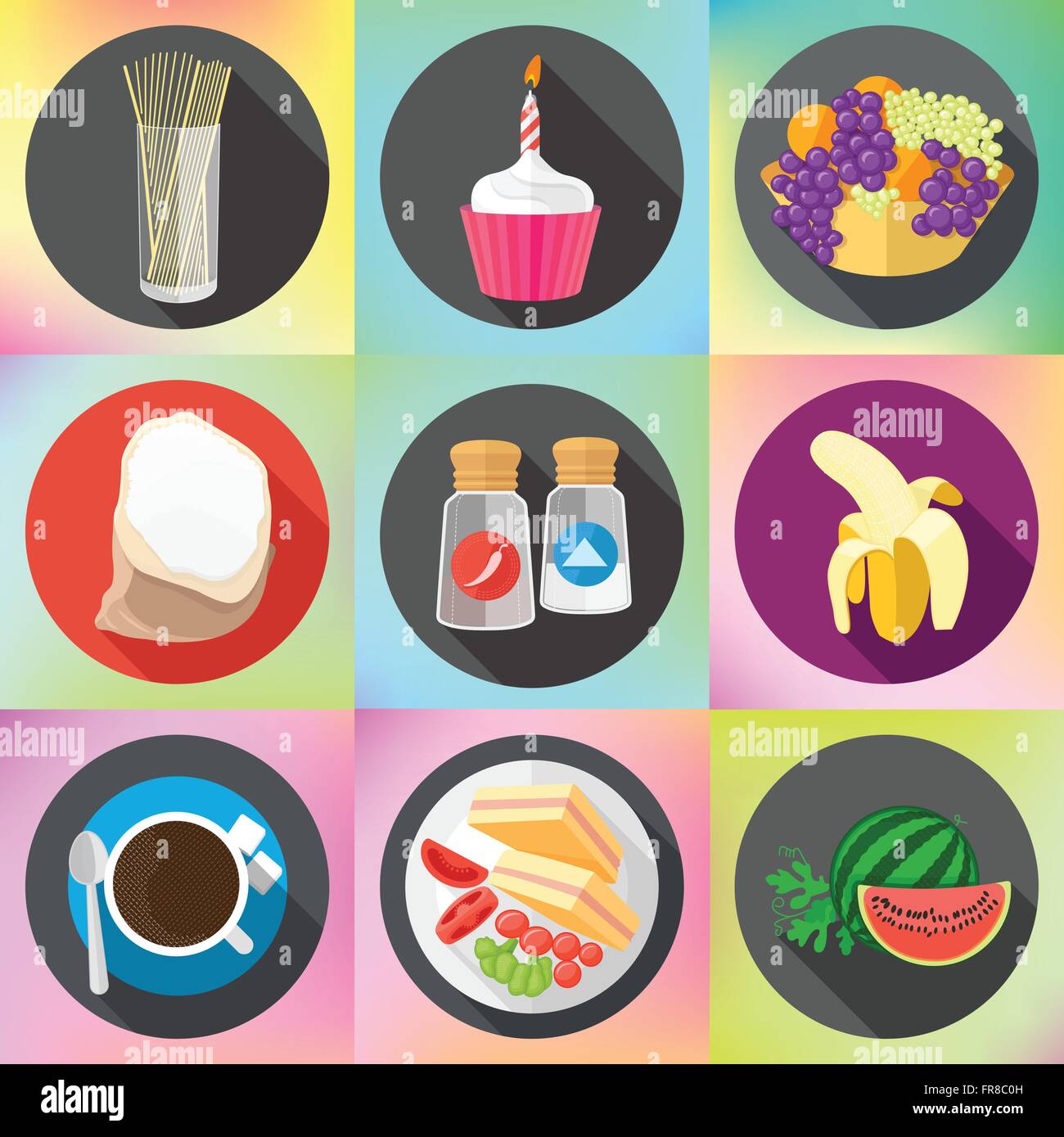 restaurant food ingredients fruits icons Stock Vector Image & Art - Alamy