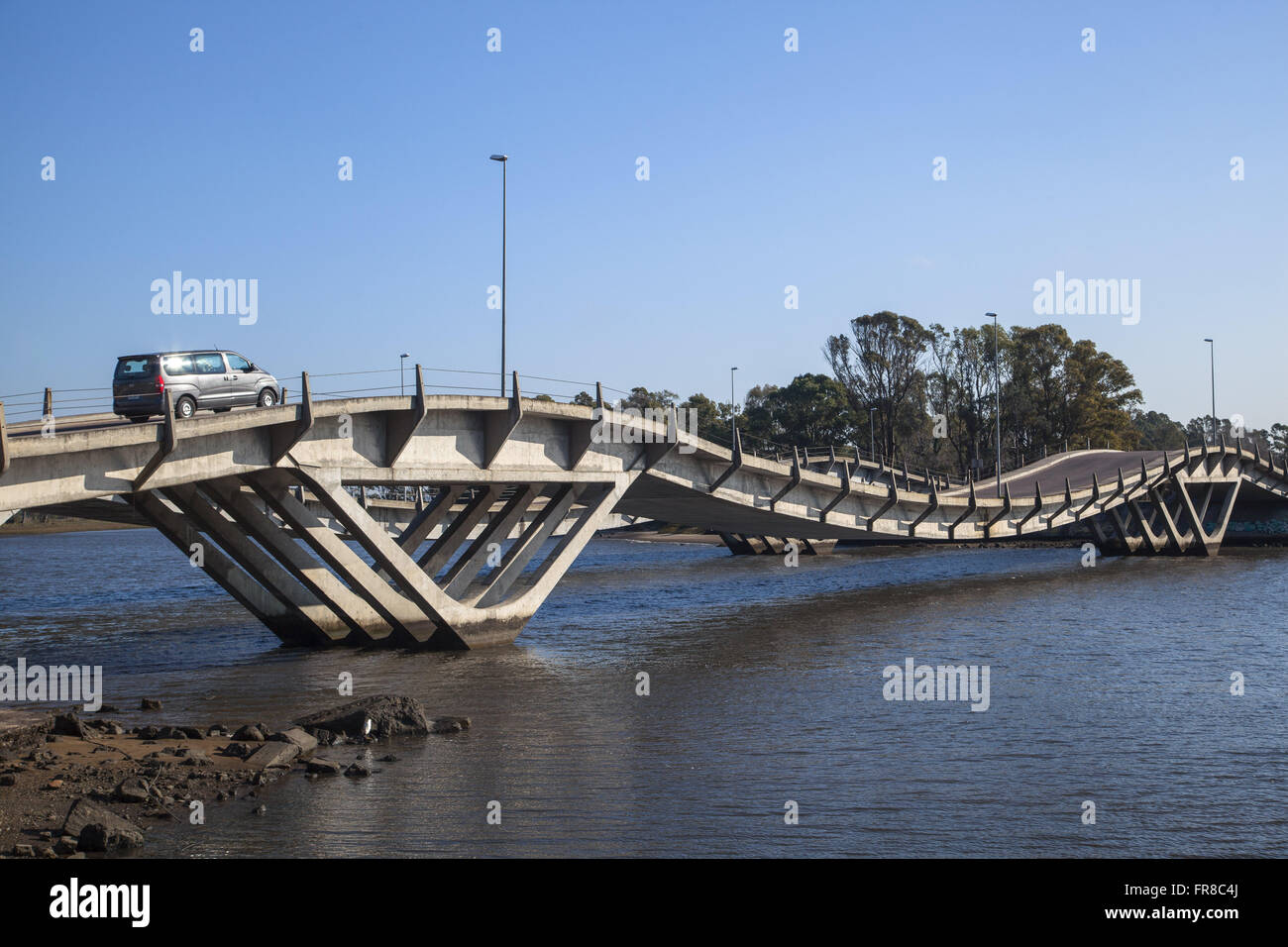 Leonel Viera Bridge Bar - wavy bridge over the River Maldonado Stock ...
