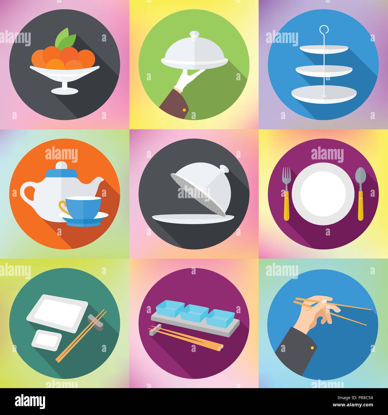 Set flat design icons for restaurant Stock Vector Image & Art - Alamy