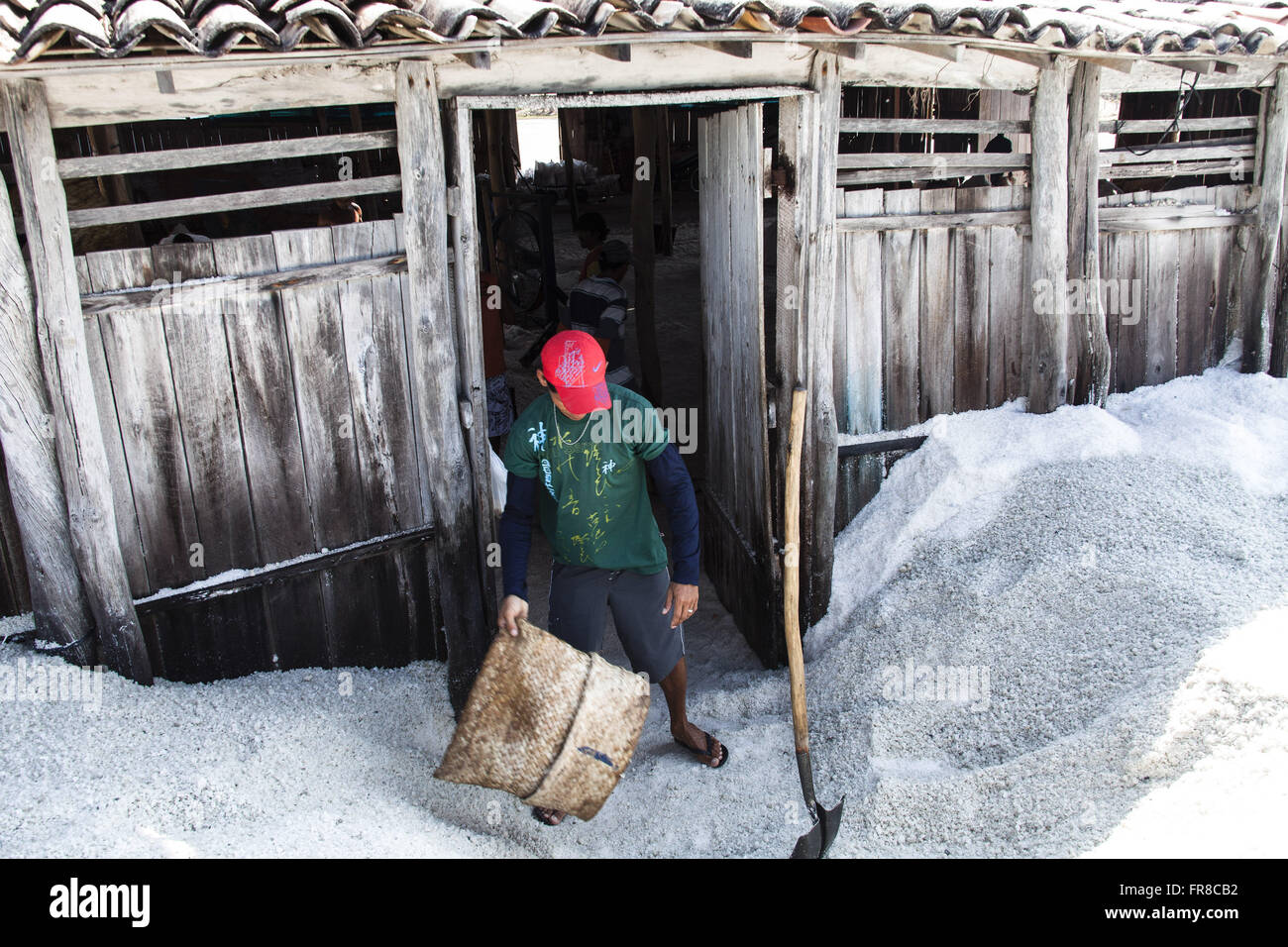 Salt loading in artisanal salt Stock Photo - Alamy