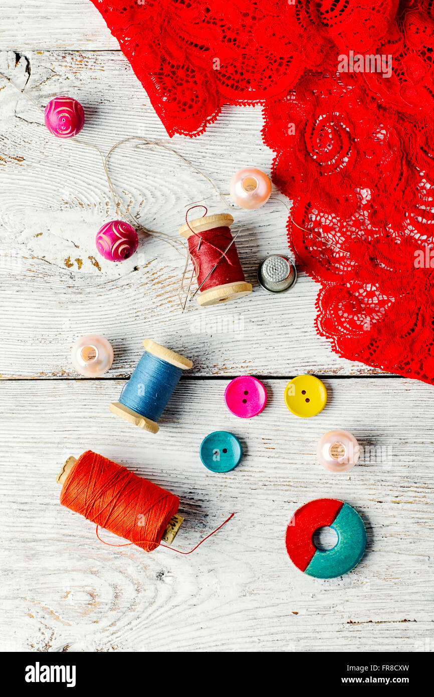 Spool of thread for sewing beads,needle and fabric for jewelry ...