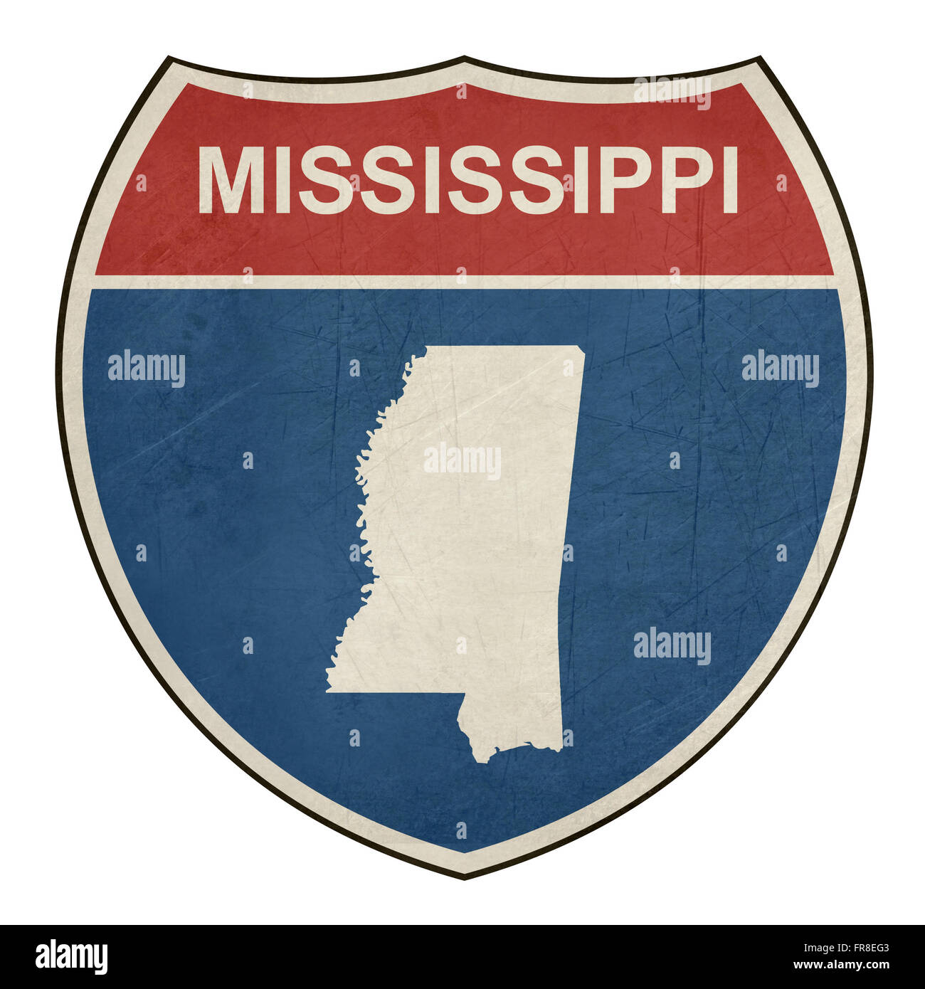 Mississippi American interstate highway road shield isolated on a white ...