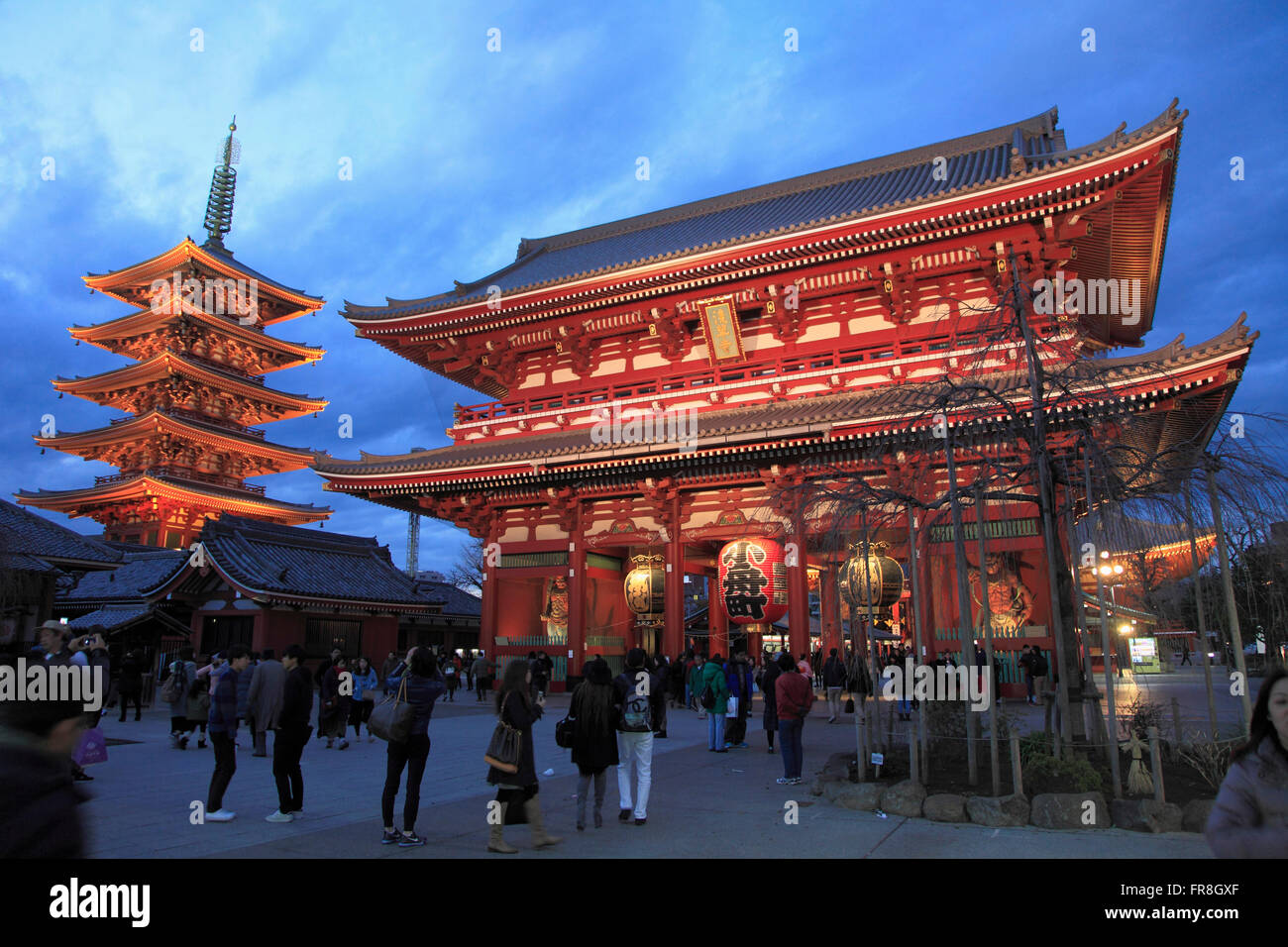 Japan, Tokyo, Asakusa, Sensoji Temple, Pagoda, Hozomon Gate Stock Photo ...