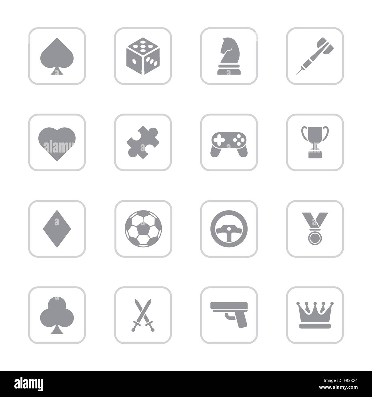 [JPEG] gray flat game icon set with rounded rectangle frame for web, UI, infographic and mobile ...