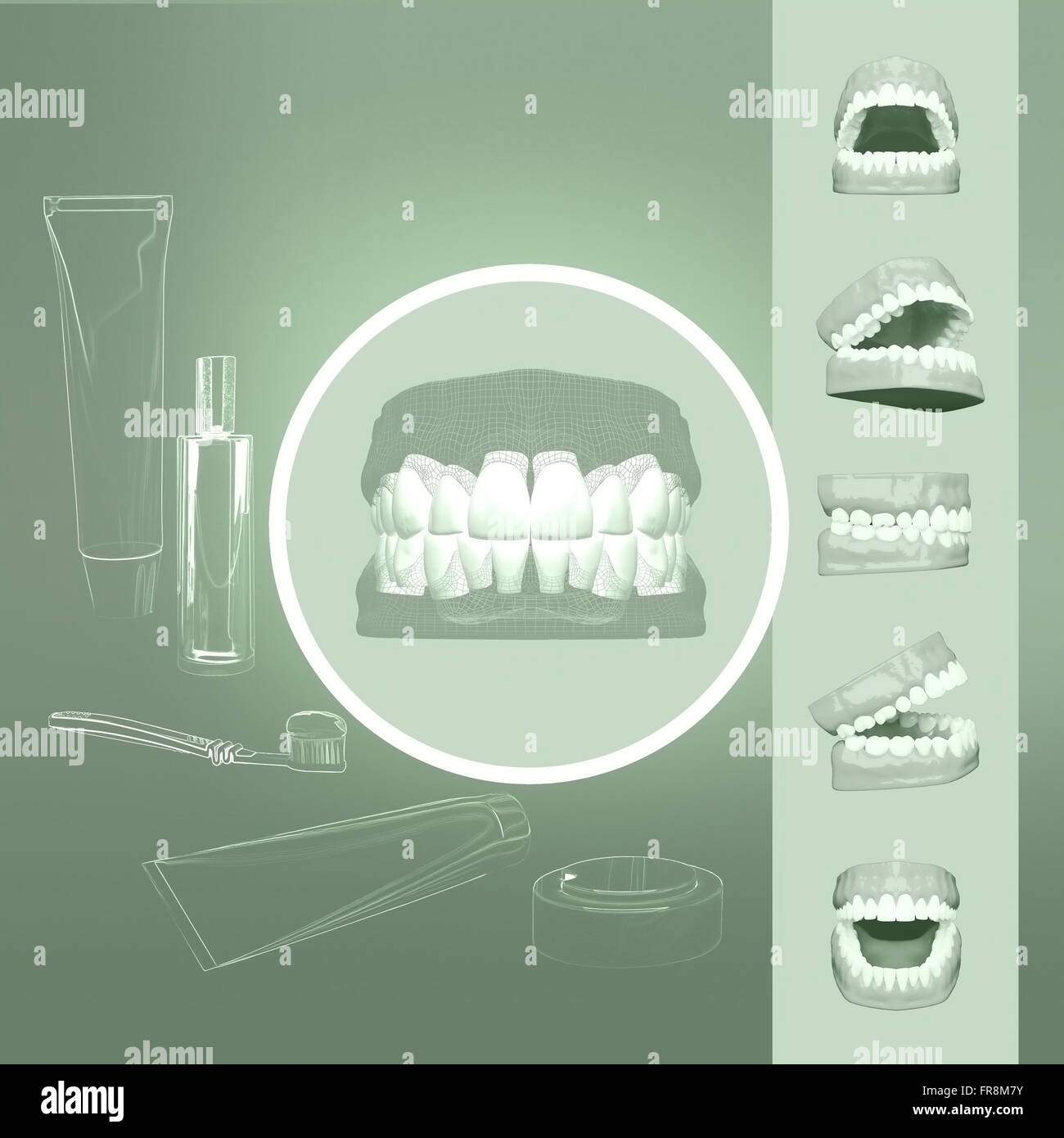 3D teeth or tooth illustration, perspective views in mouth Stock Photo ...