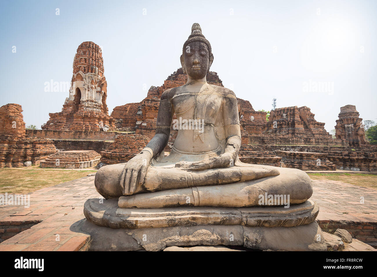 Ancient buddha statue cracked and burnt by fire in the past which in ...