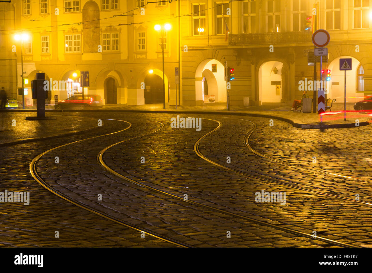 Czech Republic, Bohemia, Prague. Street Scenes in Prague fog Stock ...