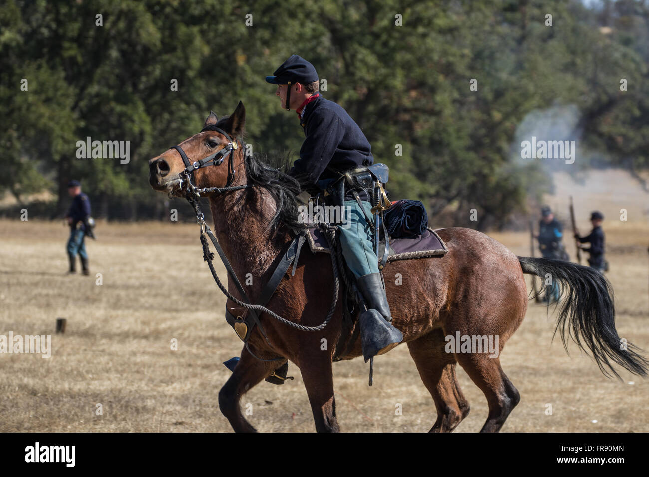 Cavalry Scouts in Action at the Hawes Farm Civil War Reenactment in ...