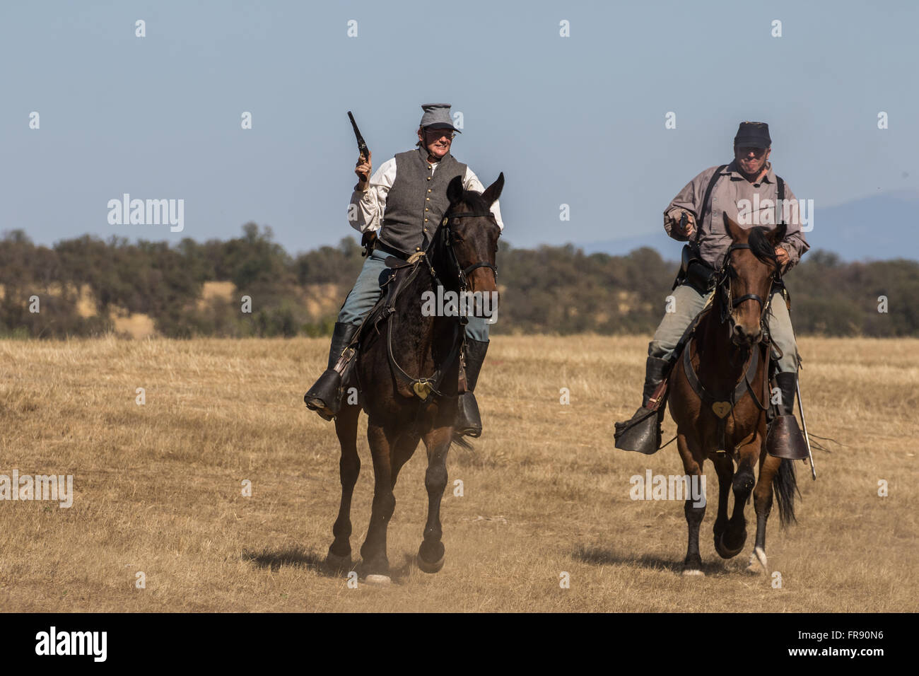 Cavalry Scouts in Action at the Hawes Farm Civil War Reenactment in ...