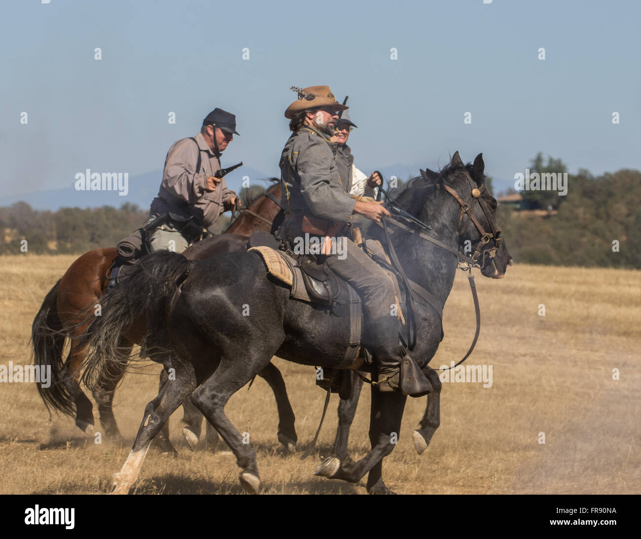 Cavalry Scouts in Action at the Hawes Farm Civil War Reenactment in ...