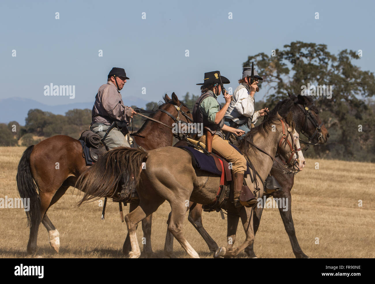 Cavalry Scouts in Action at the Hawes Farm Civil War Reenactment in ...