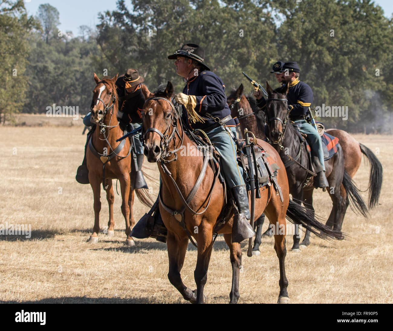 Cavalry Scouts in Action at the Hawes Farm Civil War Reenactment in ...