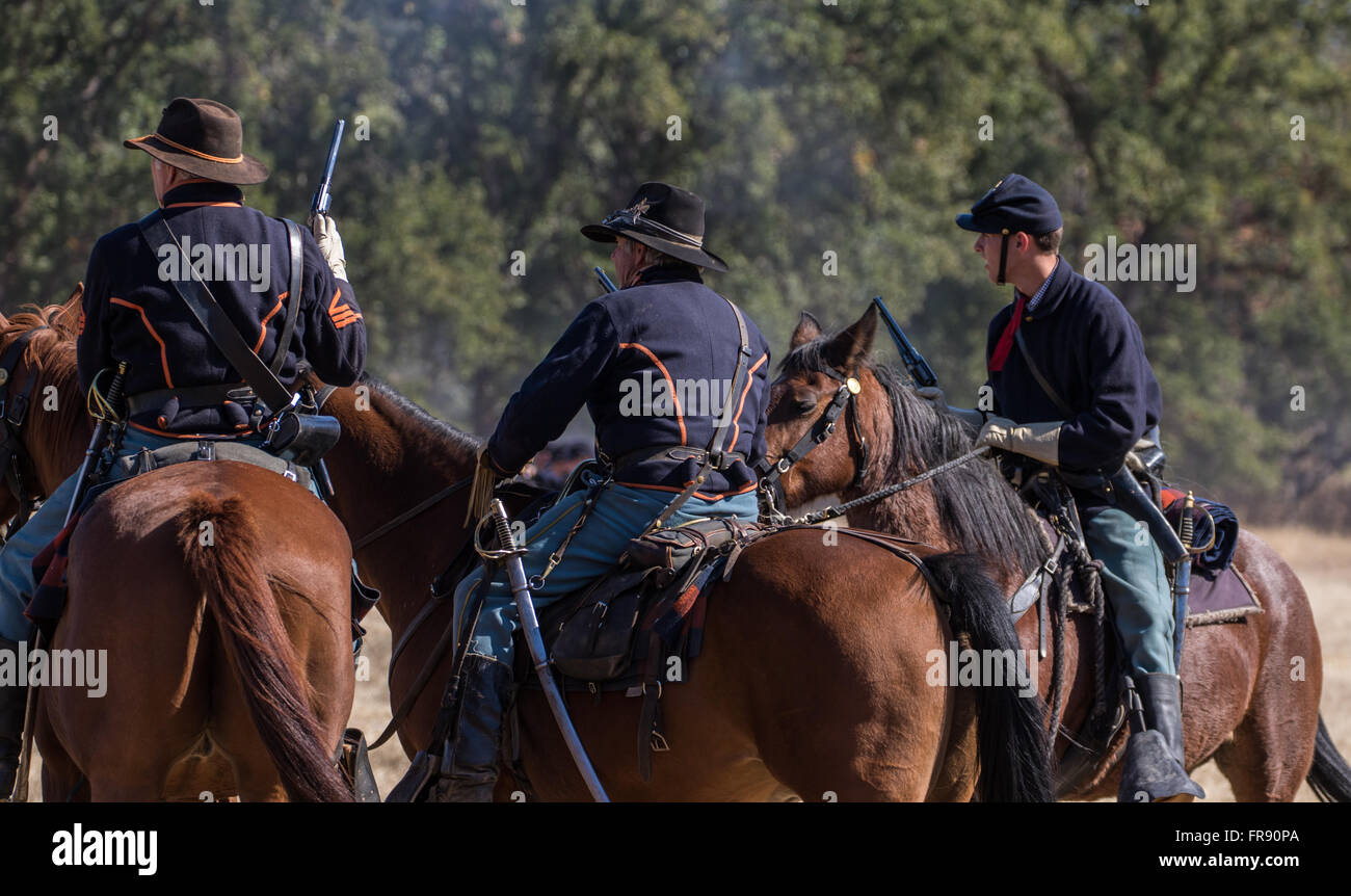 Cavalry Scouts in Action at the Hawes Farm Civil War Reenactment in ...