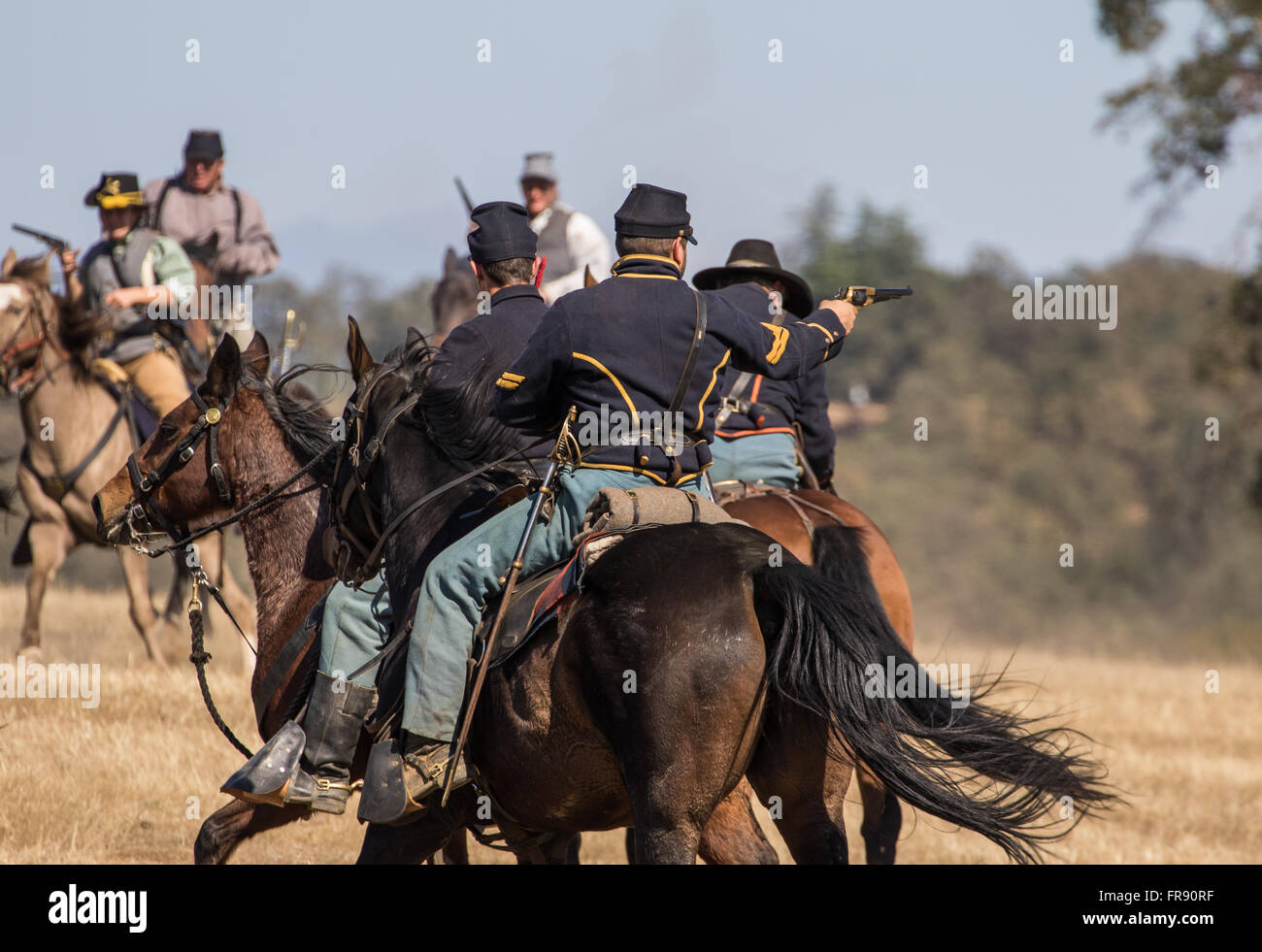 Cavalry Scouts in Action at the Hawes Farm Civil War Reenactment in ...
