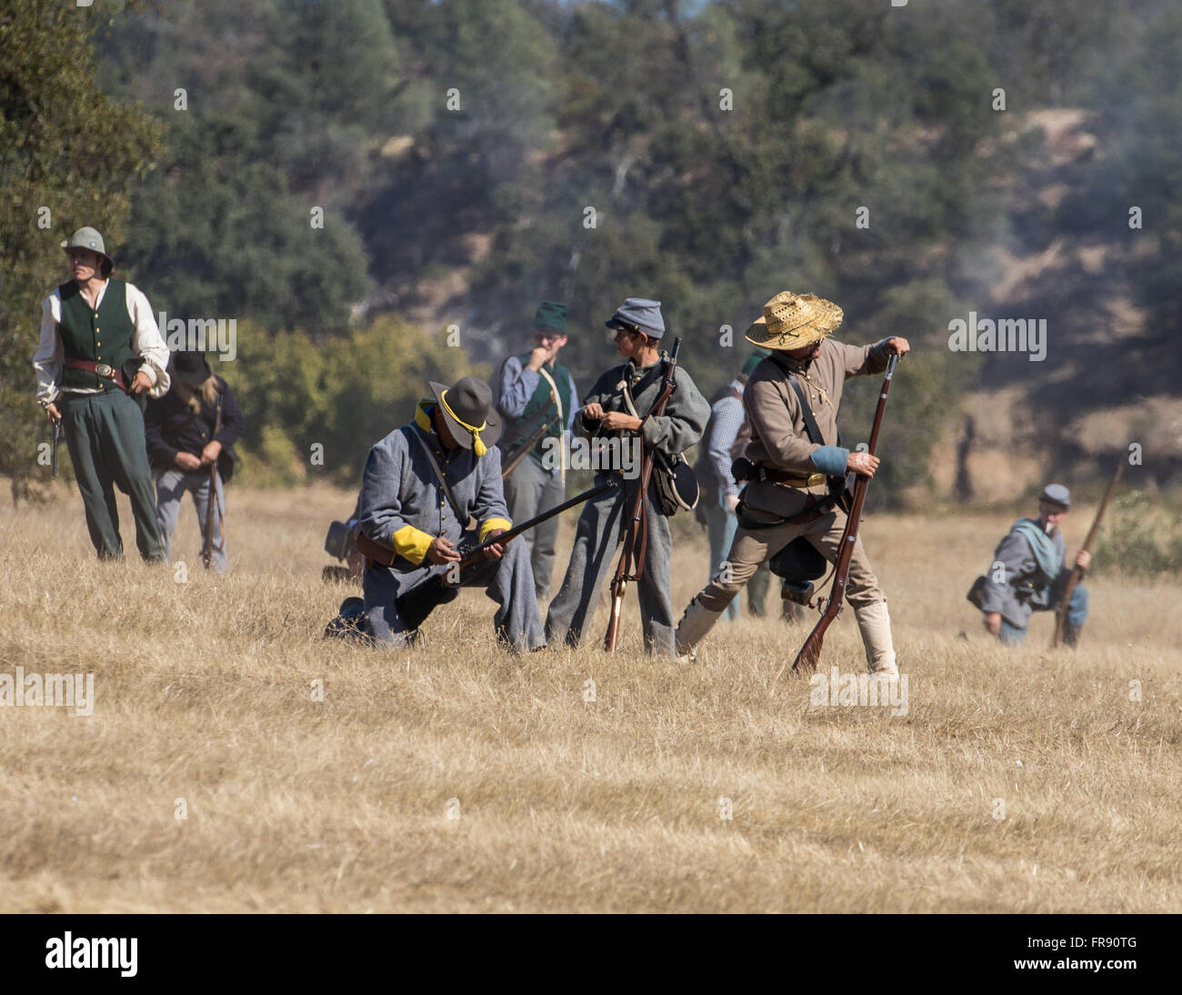 Confederate Soldiers in Action at an American Civil War Reenactment at ...
