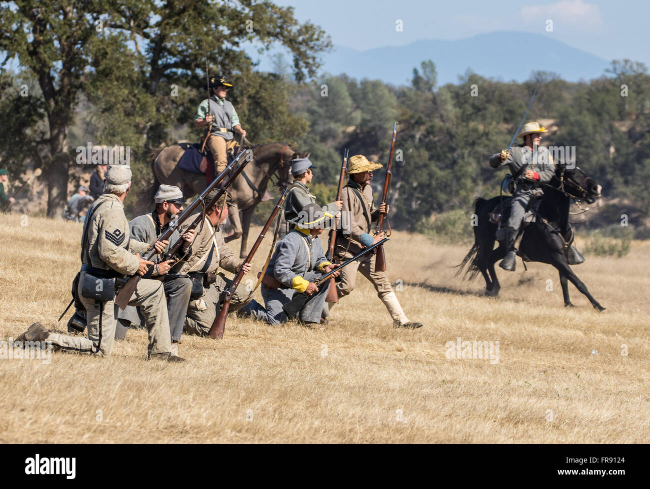 Confederate Soldiers in Action at an American Civil War Reenactment at ...