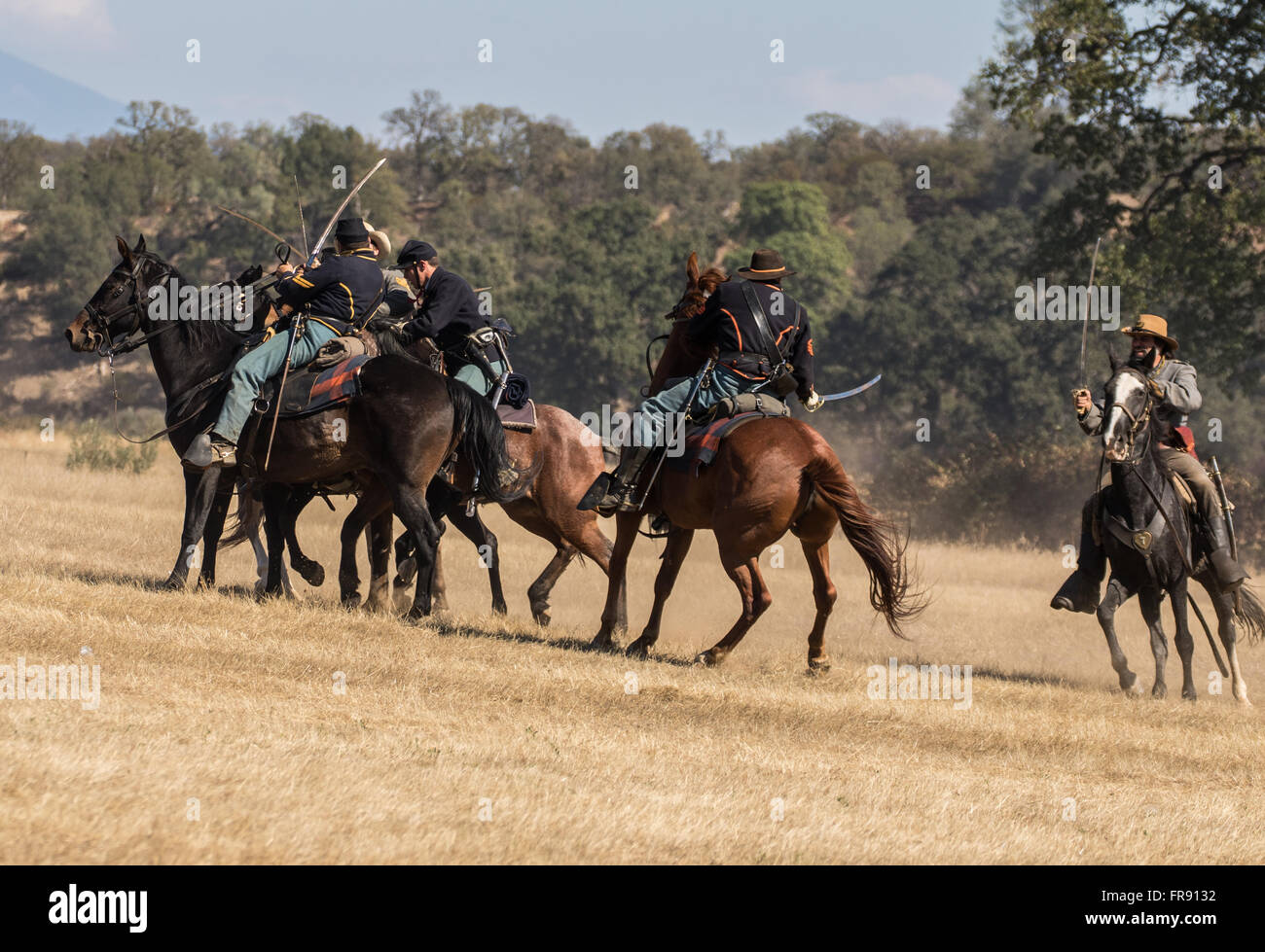 Cavalry Scouts in Action at the Hawes Farm Civil War Reenactment in ...